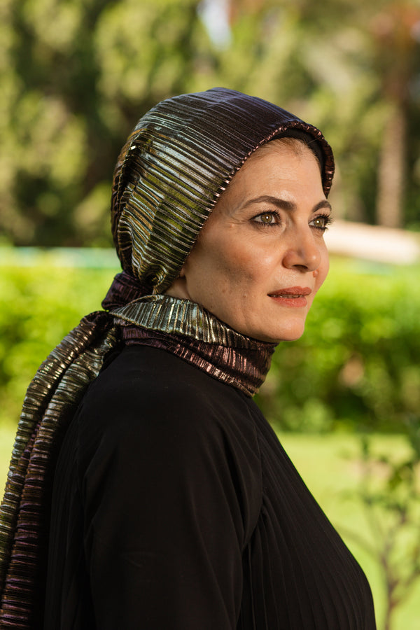 Metallic Plisse Soiree Scarf – Kaftanegypt